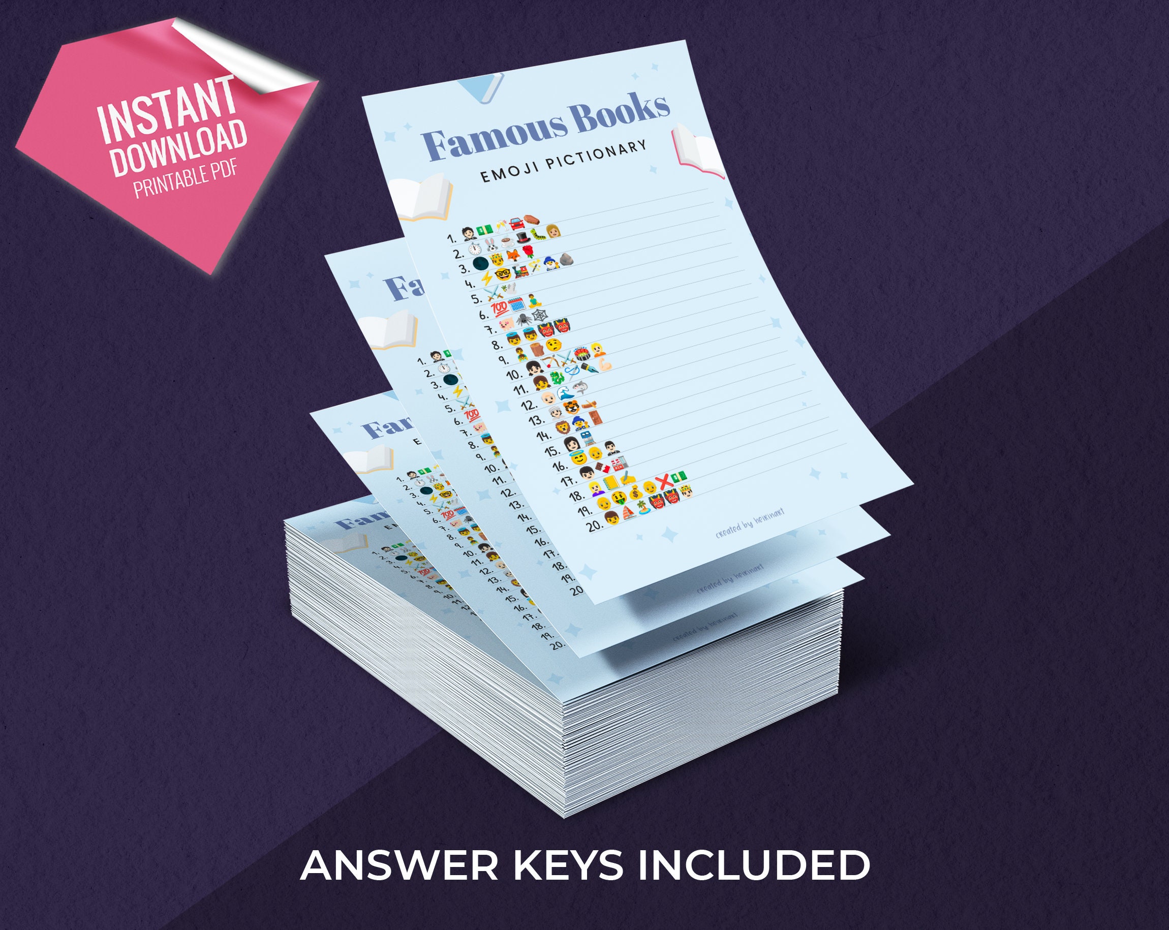 Famous Books Emoji Pictionary Printable Party Games Fun - Etsy Australia