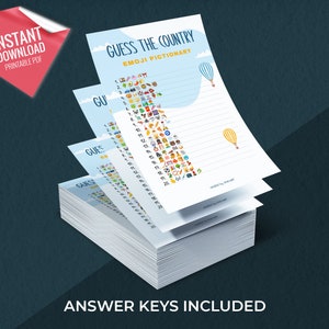 Guess the Country Emoji Pictionary, Printable Party Games, Fun Family ...