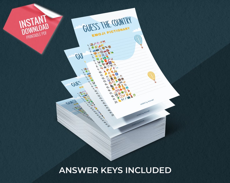 Guess the Country Emoji Pictionary, Printable Party Games, Fun Family ...