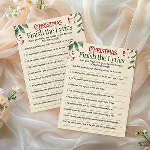Finish the Lyrics Christmas Game, Printable Editable Game, Fun Family ...
