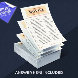 Movies Match up Trivia Game, Printable Party Games, Party Game for Kids ...