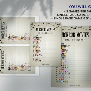 Horror Movies Emoji Pictionary, Printable Party Games, Fun Family ...