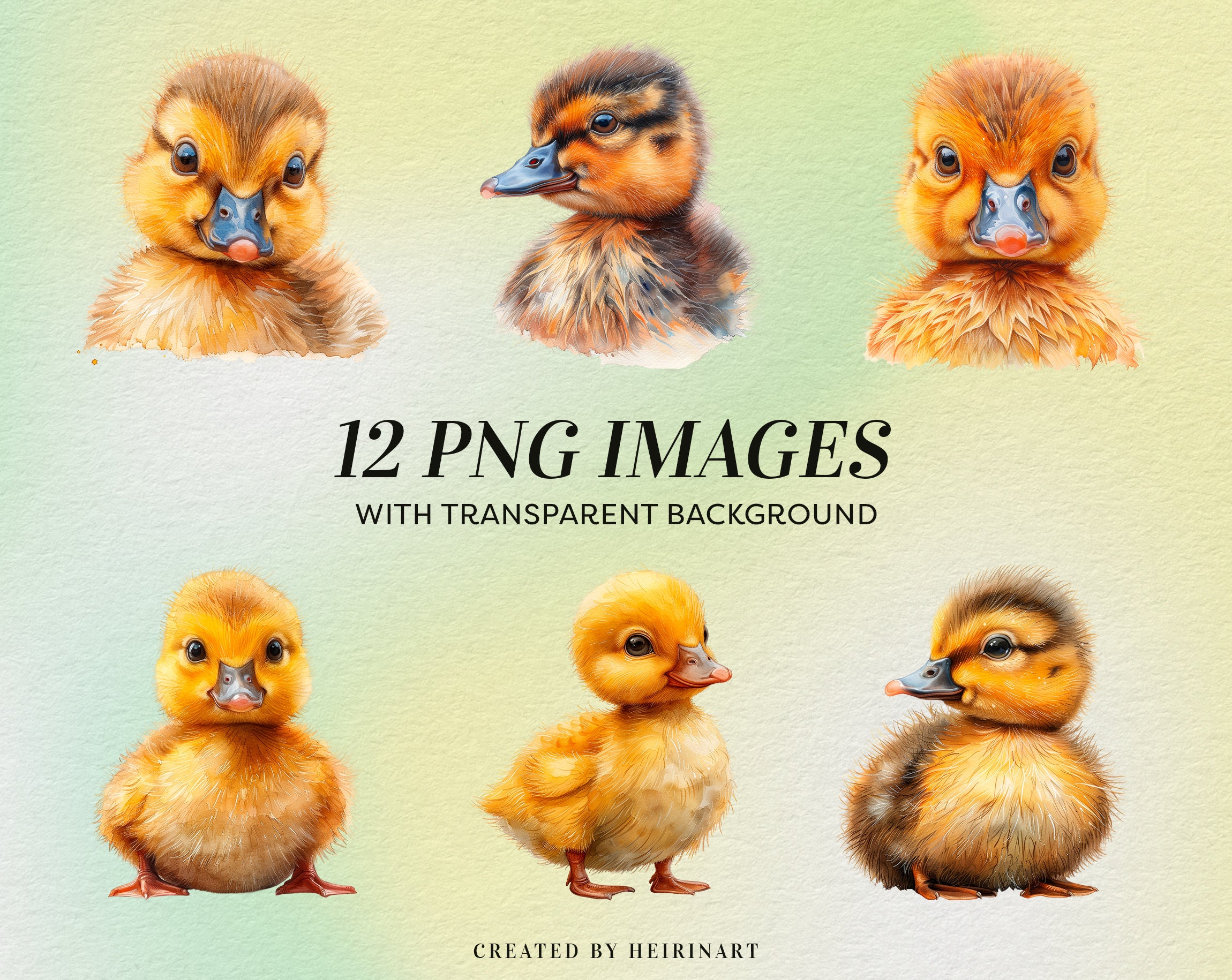 Watercolor Baby Duck Clipart - Cute Duck PNG - Commercial Use - Baby ...