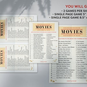 Movies Match up Trivia Game, Printable Party Games, Party Game for Kids ...