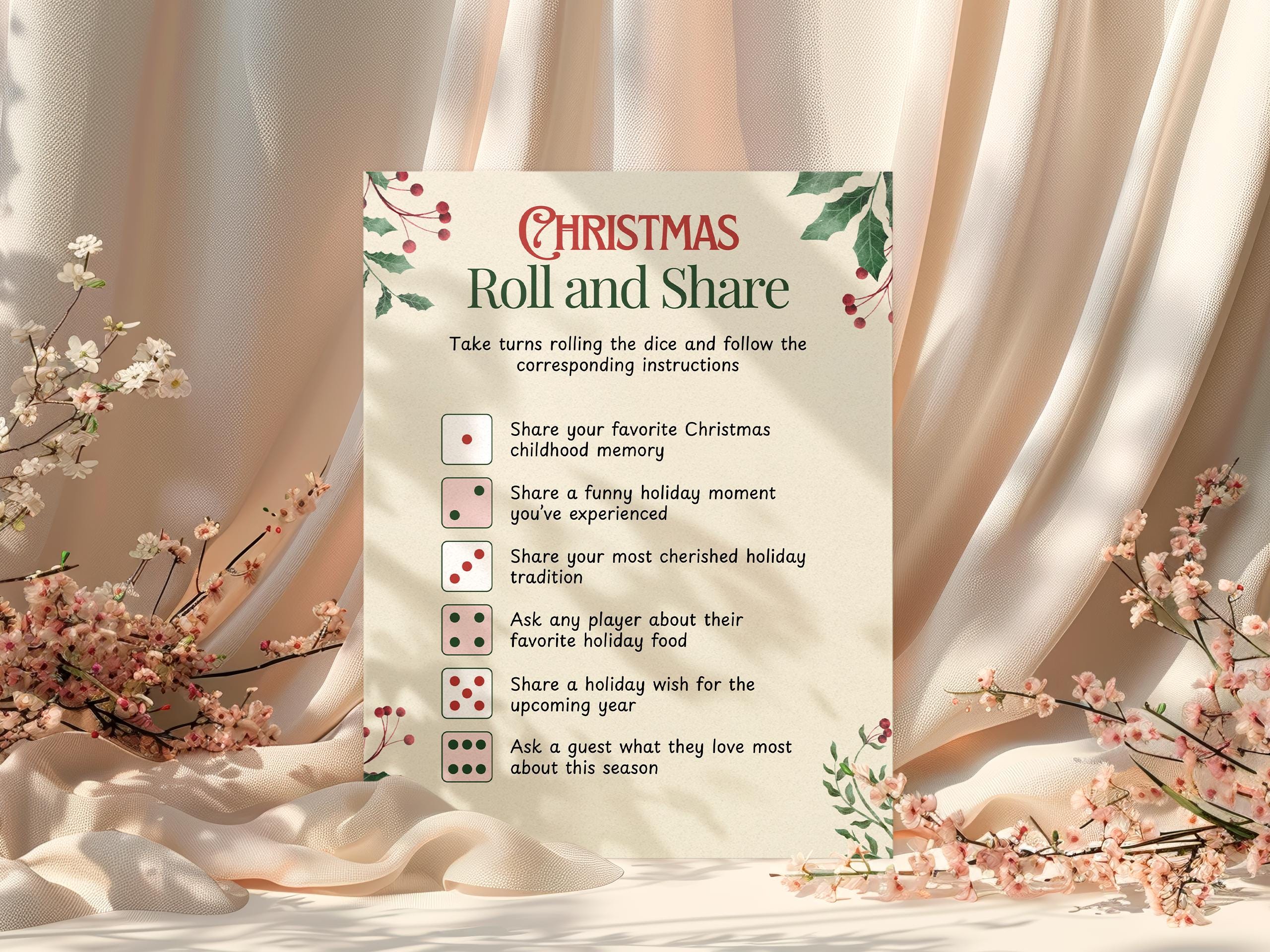Roll and Share Christmas Game, Printable & Editable Game, Fun Family ...
