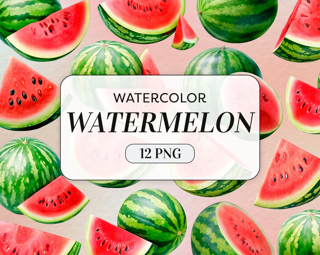 Watercolor Watermelon Clipart - Watercolor Fruits PNG - Commercial Use ...