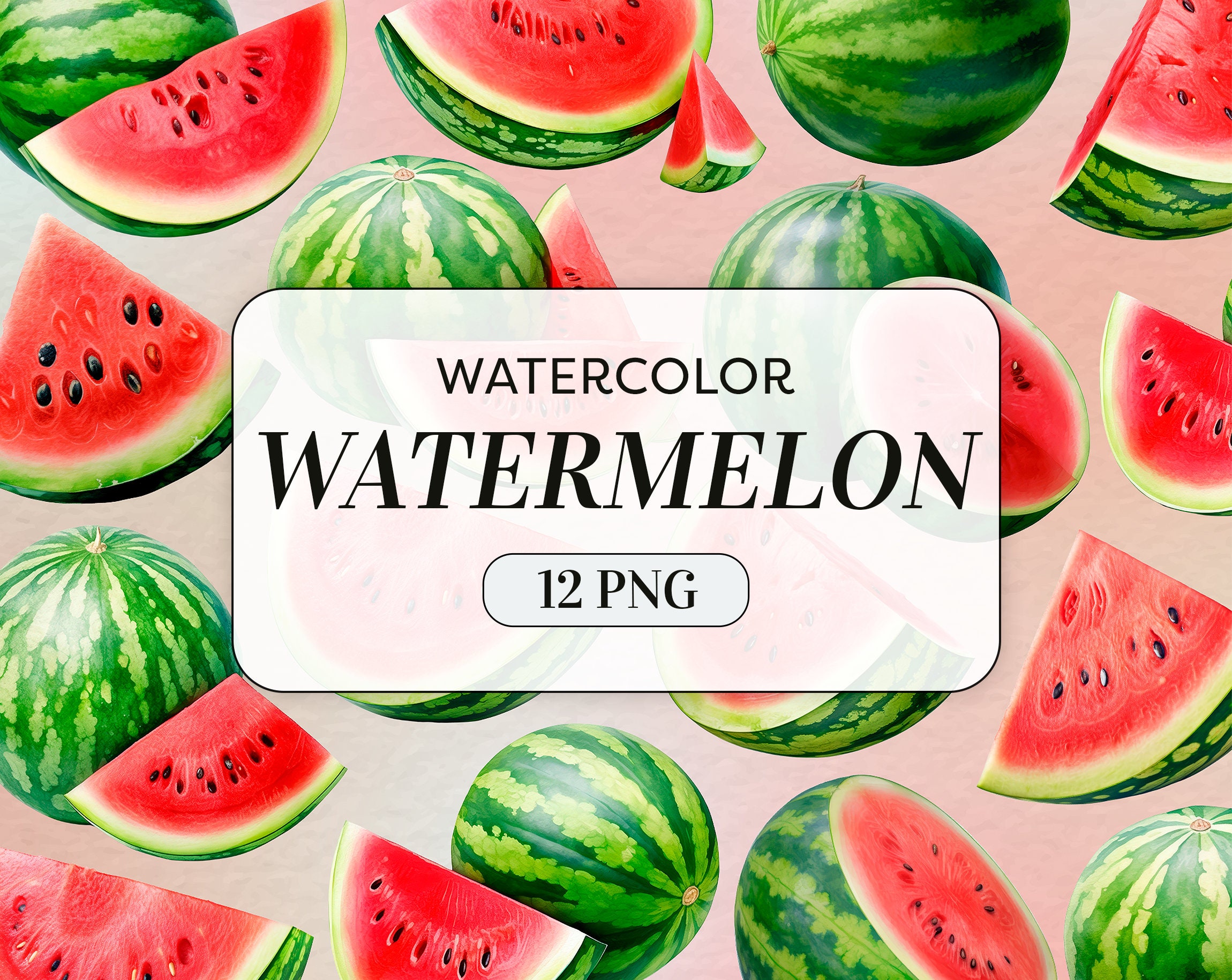 Watercolor Watermelon Clipart - Watercolor Fruits PNG - Commercial Use ...