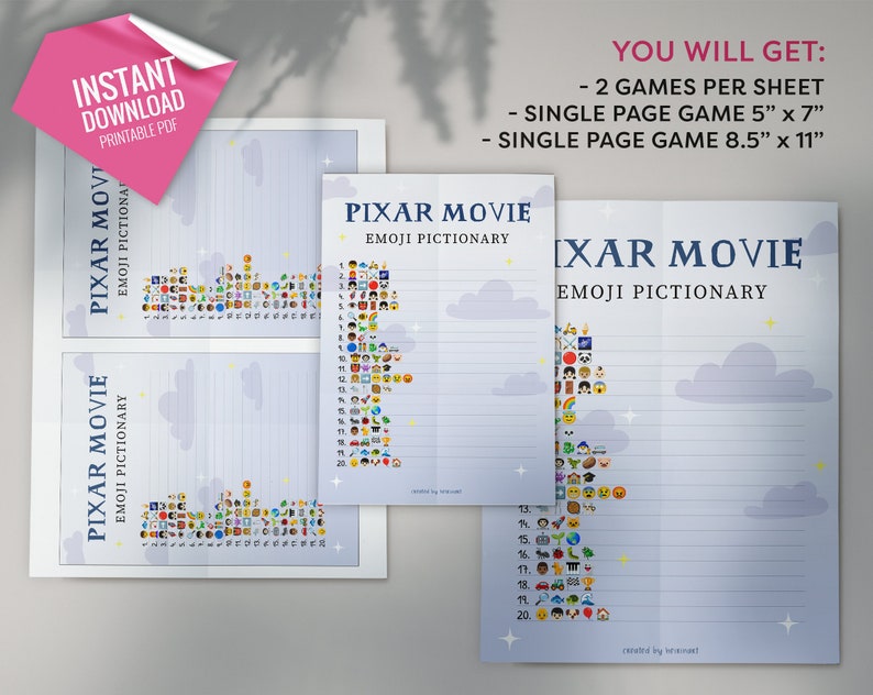 Buy Pixar Movies Emoji Pictionary Printable Party Games Fun Online in ...