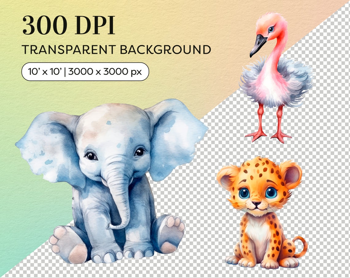 Safari Animals Clipart Watercolor Jungle Animals PNG - Etsy