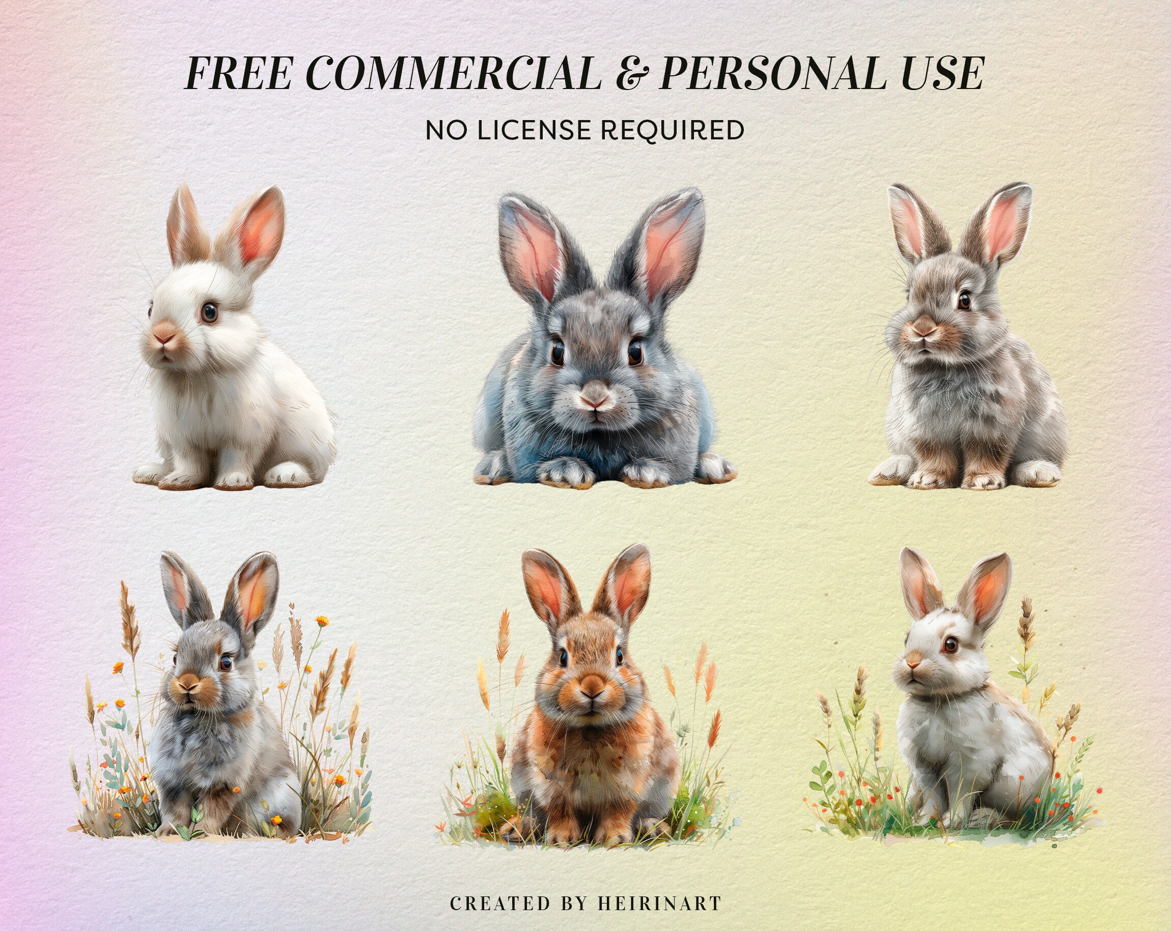 Watercolor Bunny Clipart - Cute Bunny Rabbit PNG - Commercial Use ...