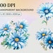 Watercolor Blue Daisy Clipart - Watercolor Flowers PNG - Commercial Use ...
