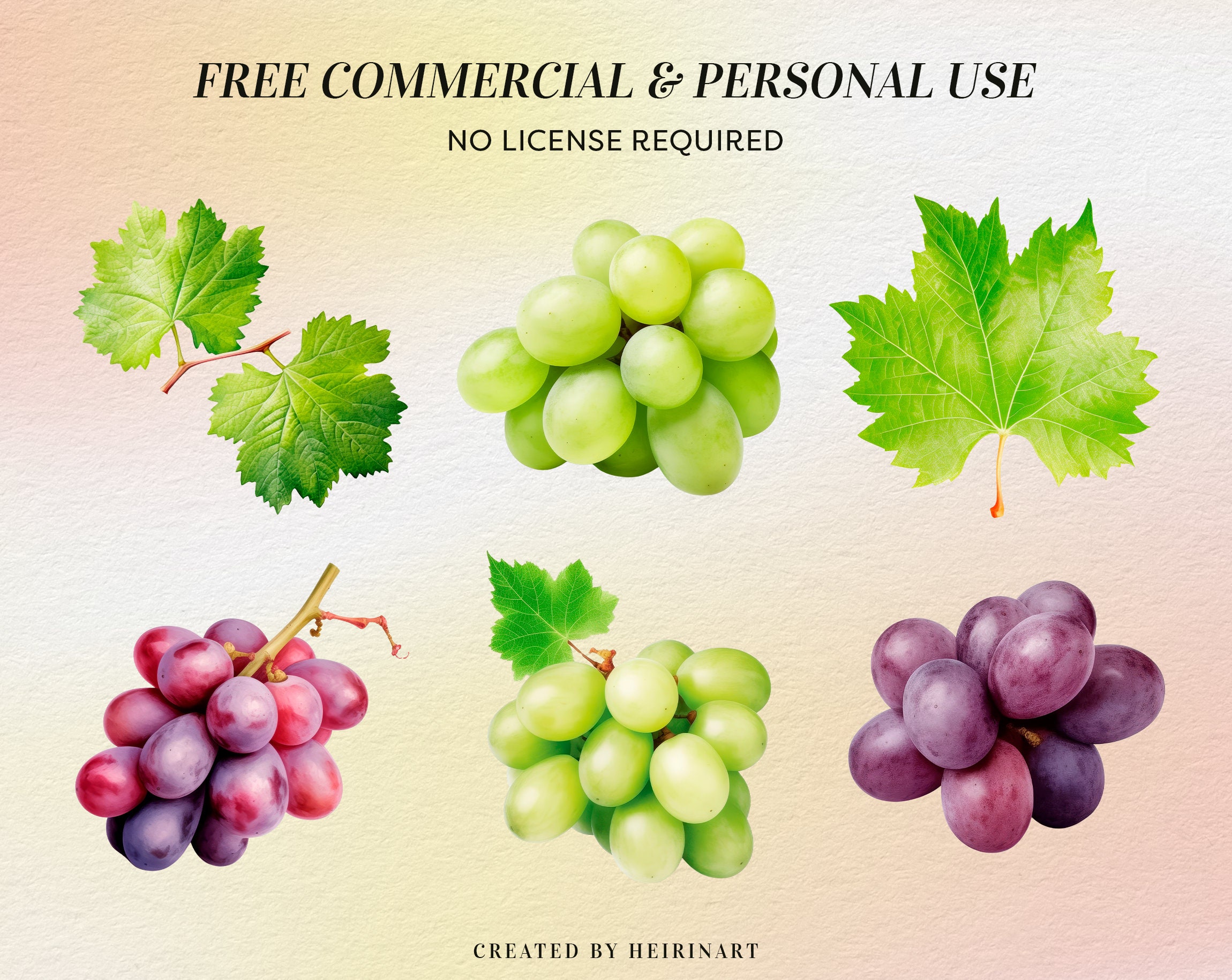 Watercolor Grapes Clipart - Watercolor Fruits PNG - Commercial Use ...