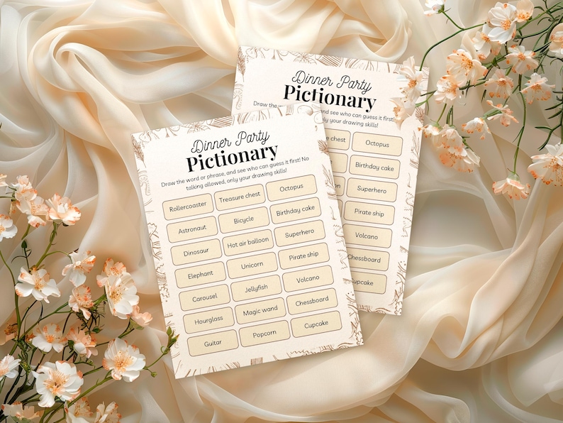 Pictionary Dinner Party Game, Printable & Editable Game, Icebreaker ...