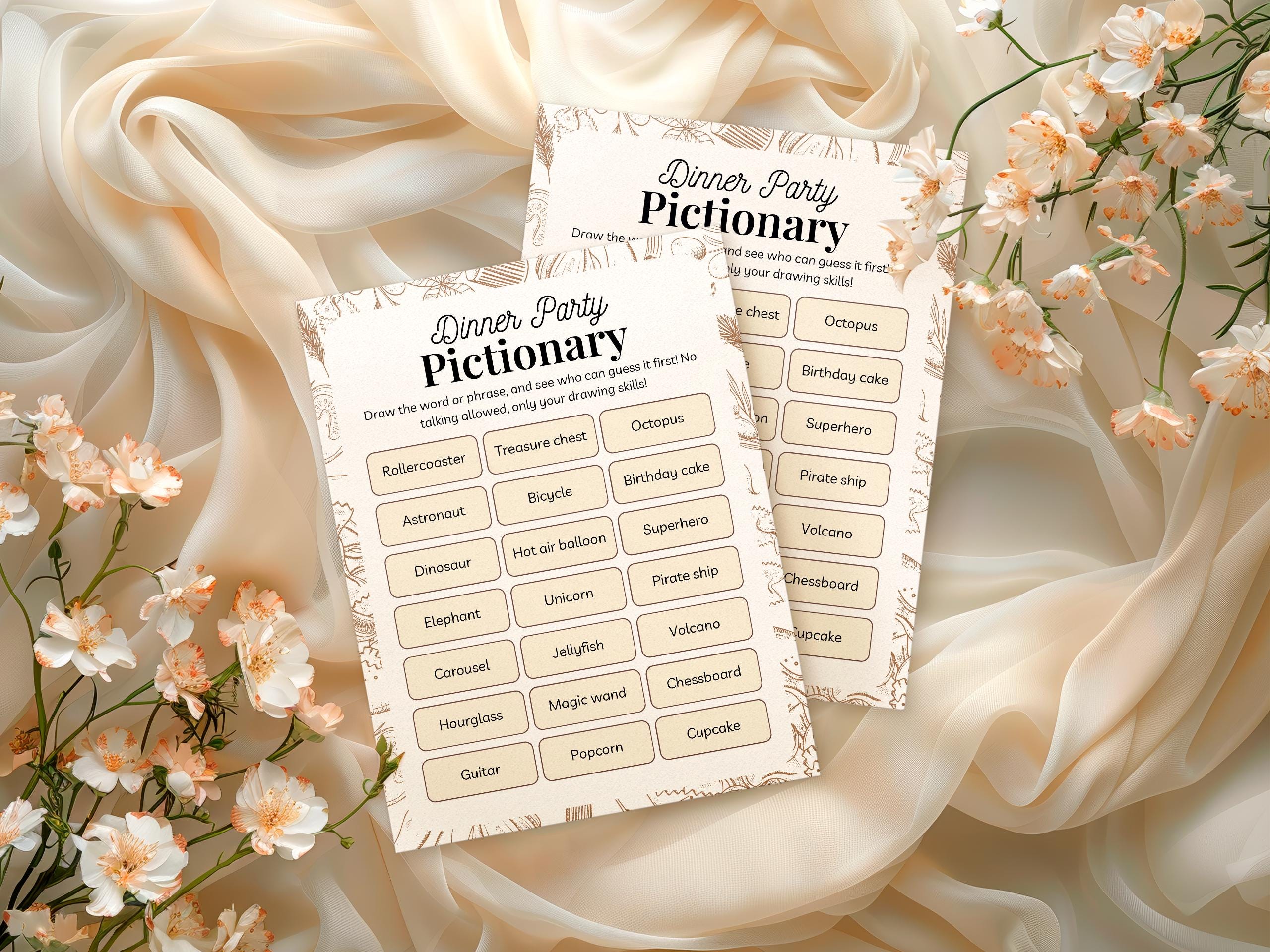 Pictionary Dinner Party Game, Printable & Editable Game, Icebreaker ...