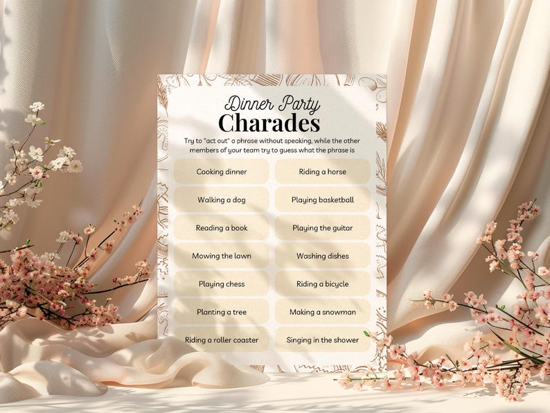 Charades Dinner Party Game, Printable & Editable Game, Icebreaker ...