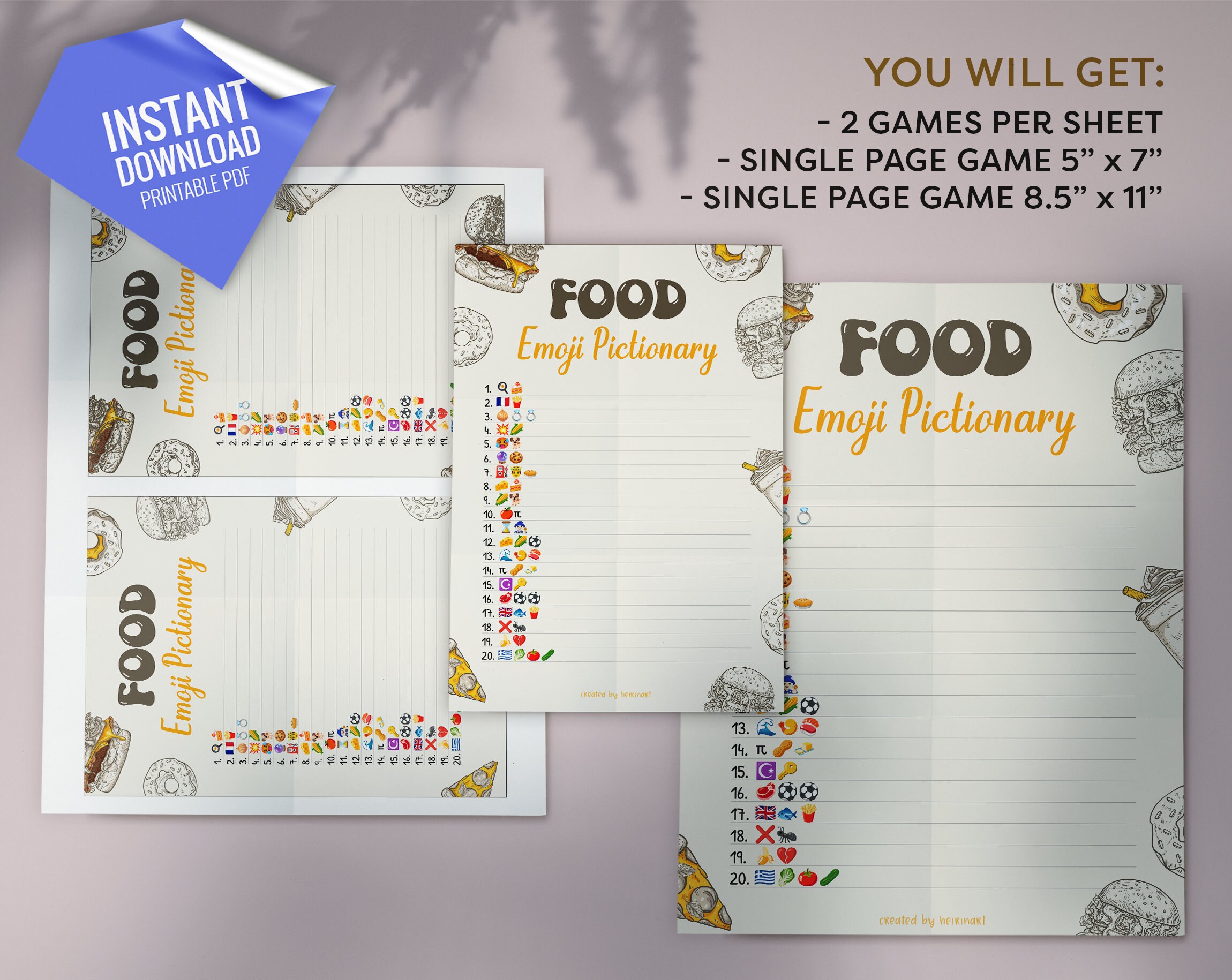 Food Emoji Pictionary, Printable Party Games, Fun Family Activity ...