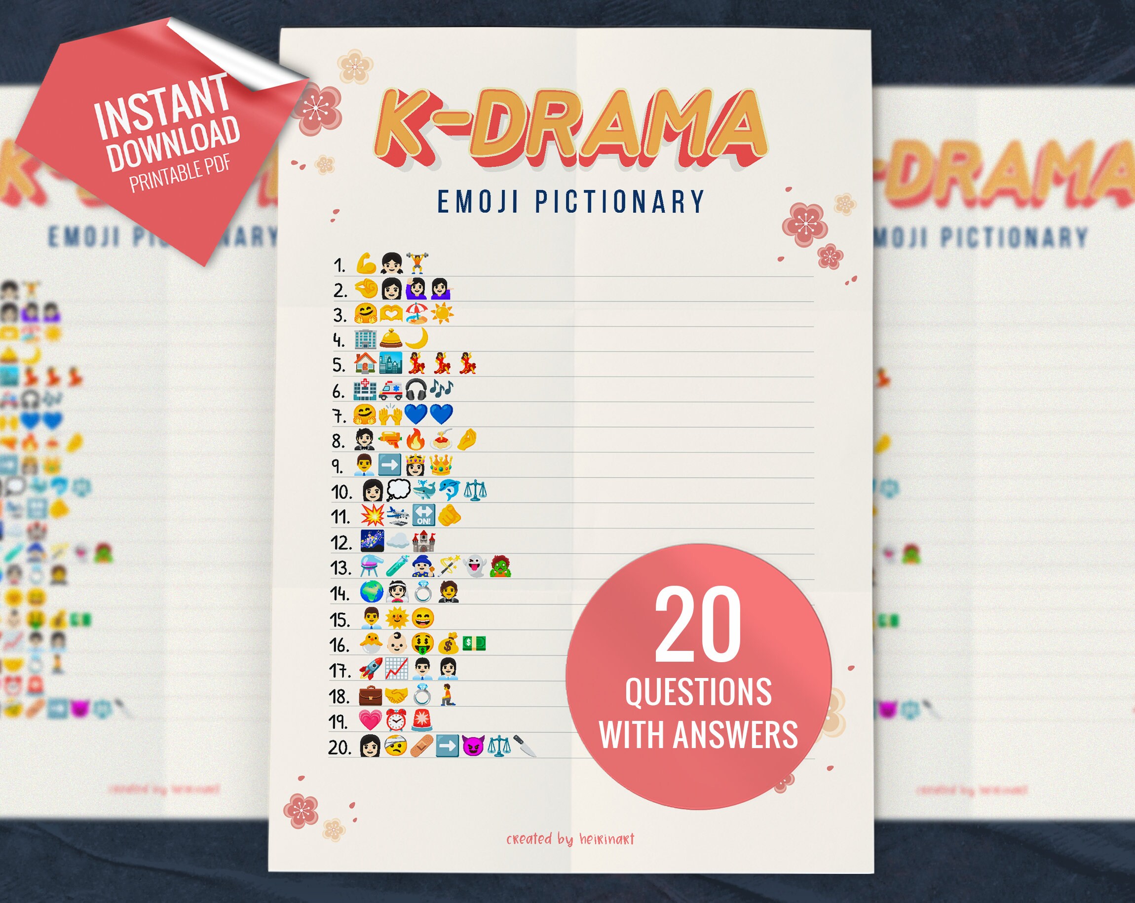 Buy K-drama Emoji Pictionary, Printable Party Games, Party Game for ...