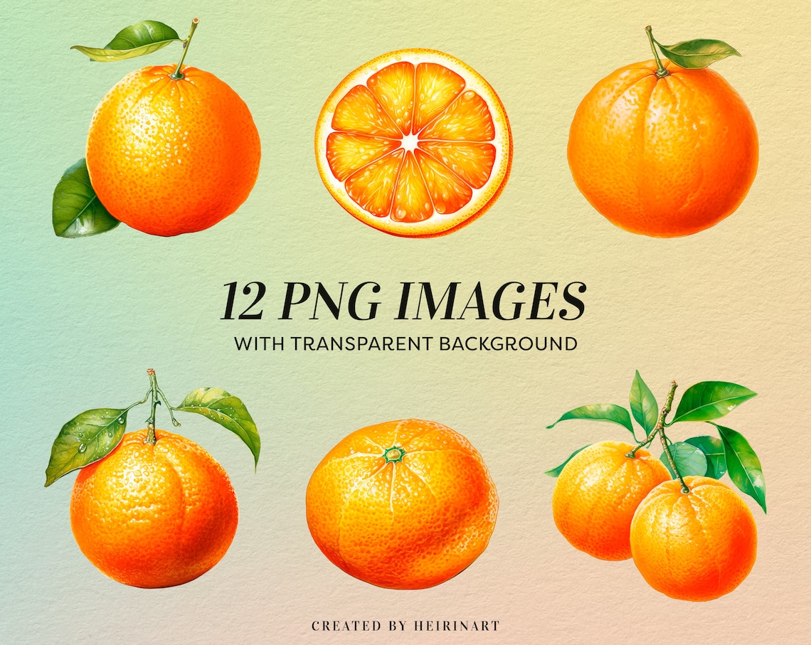 Watercolor Orange Clipart Watercolor Fruits PNG Commercial Use Juicy Sweet Oranges Clipart ...