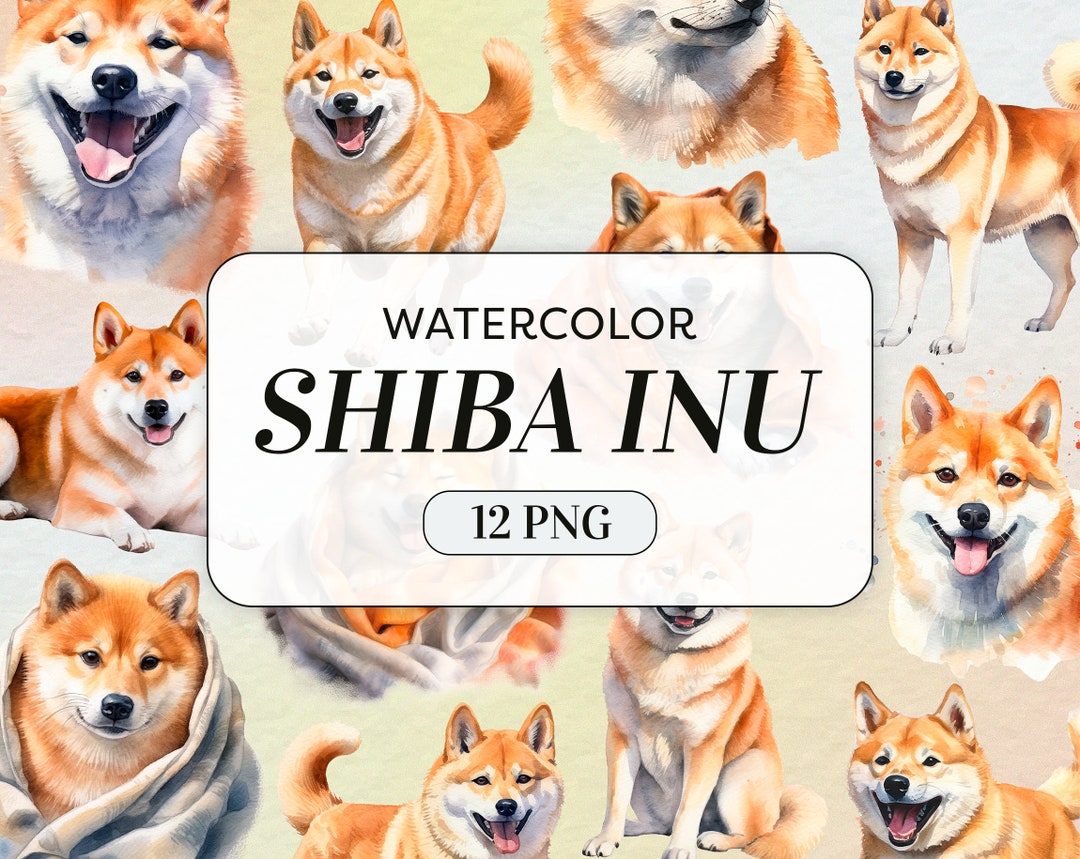 Watercolor Shiba Inu Clipart - Pet Dog PNG - Commercial Use - Cute Dog ...