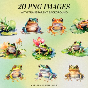 Watercolor Frogs Clipart Cute Frogs PNG Commercial Use High Quality ...