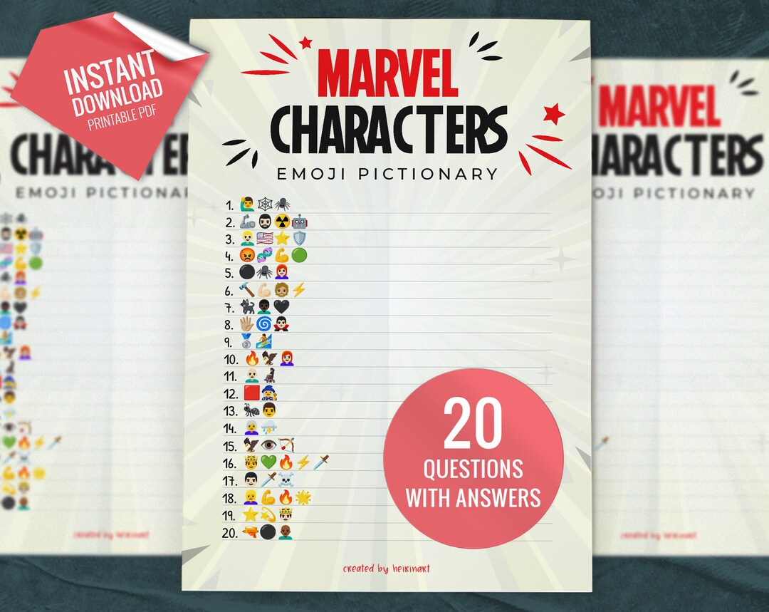 Marvel Characters Emoji Pictionary, Party Game for Kids and Adults ...