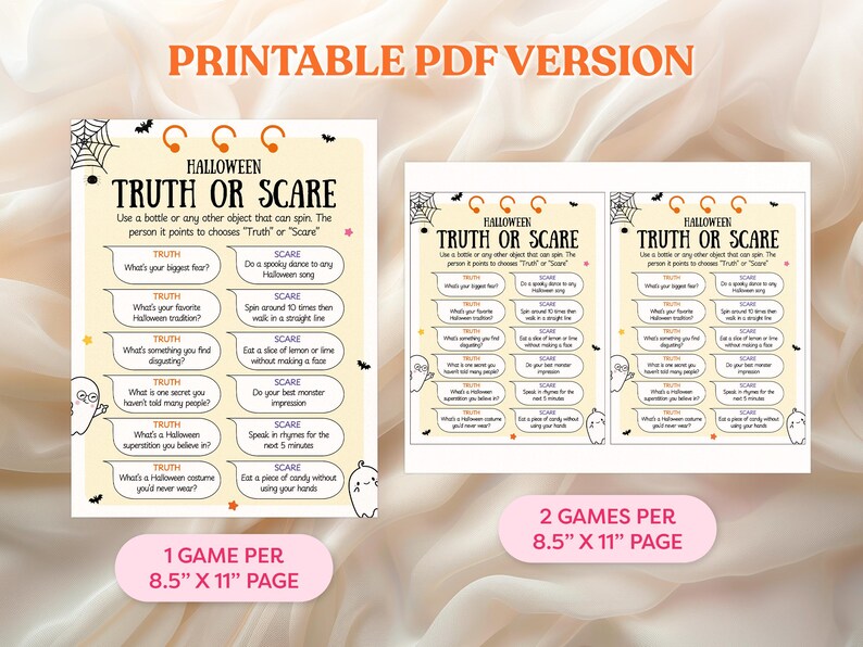Truth or Scare Halloween Game, Printable & Editable Game, Fun Party ...