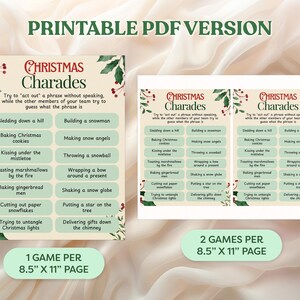Charades Christmas Party Game, Printable & Editable Game, Fun Family ...
