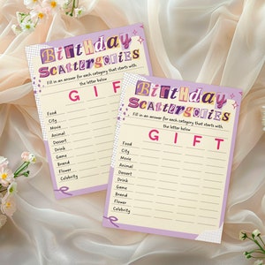 Birthday Scattergories Game for Her, Printable Editable Birthday Game ...