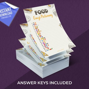 Food Emoji Pictionary, Printable Party Games, Fun Family Activity ...