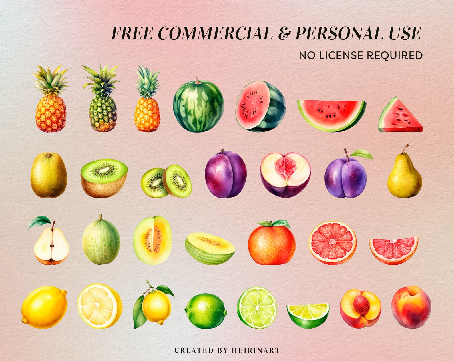 Watercolor Fruits Clipart - Watercolor Fruits PNG - Commercial Use ...