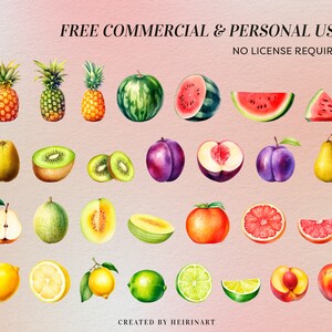 Watercolor Fruits Clipart - Watercolor Fruits PNG - Commercial Use ...