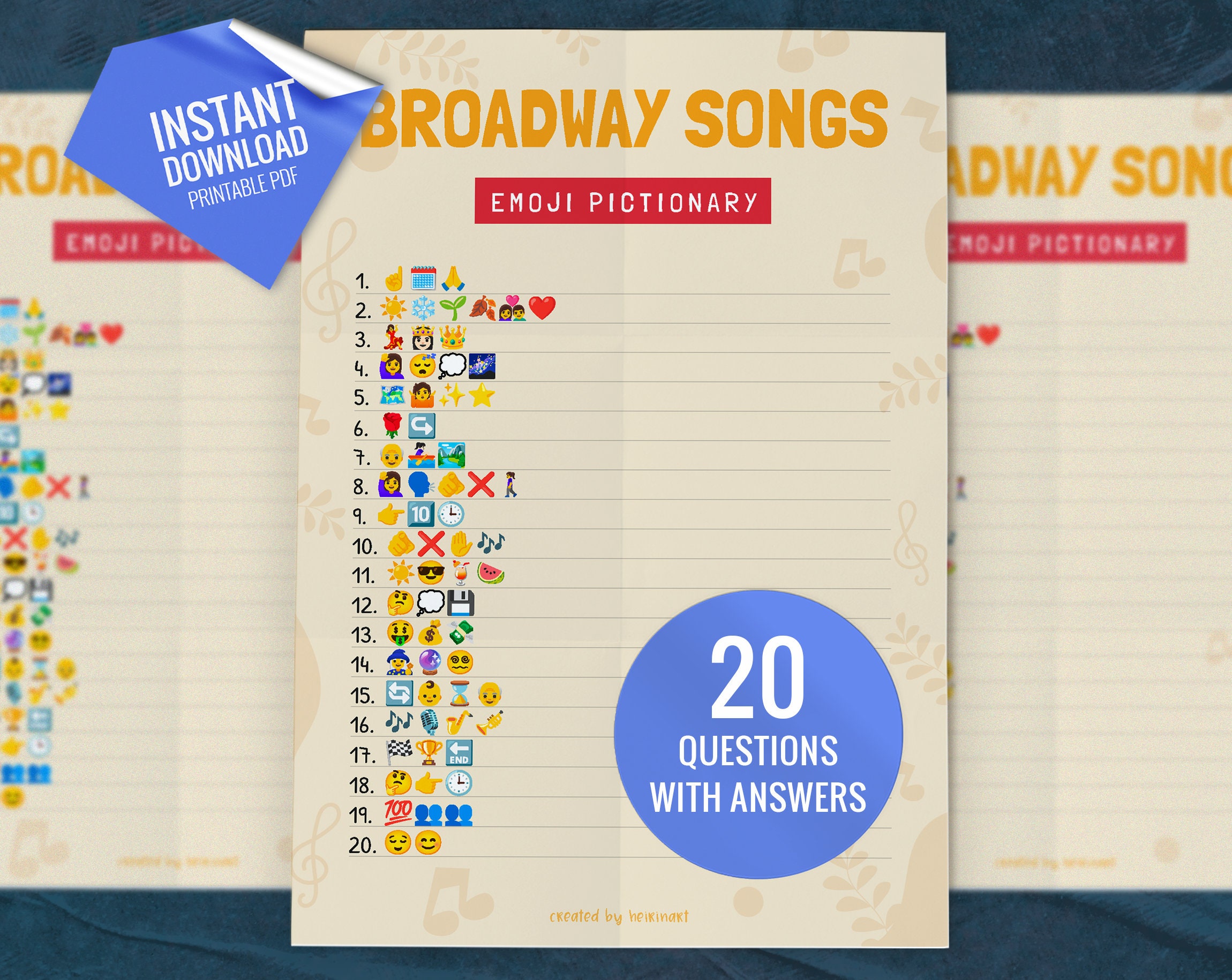Broadway Songs Emoji Pictionary, Printable Party Games, Fun Emoji Quiz ...