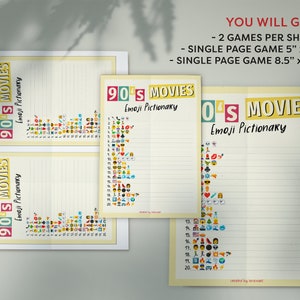 90s Movies Emoji Pictionary, Printable Party Games, Fun Family Activity ...