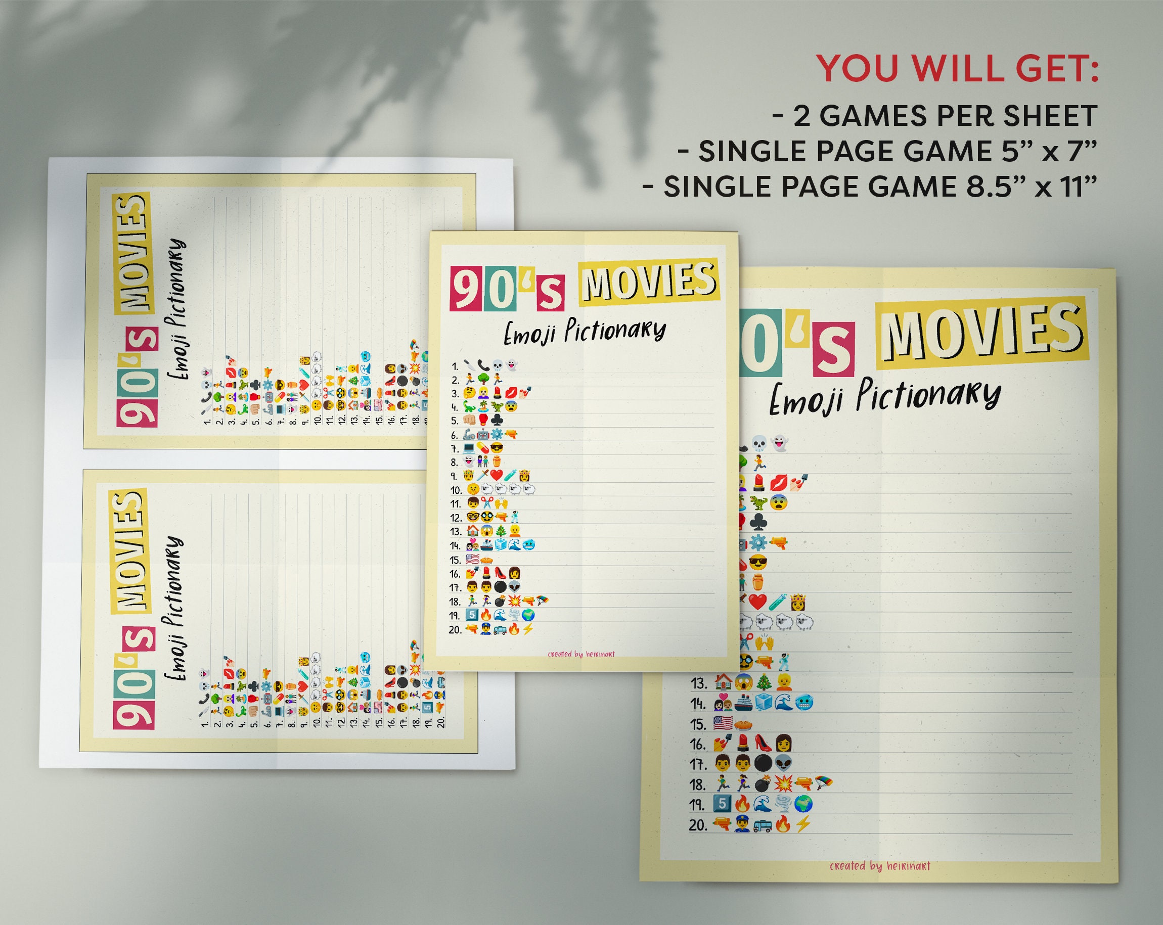 90s Movies Emoji Pictionary, Printable Party Games, Fun Family Activity ...