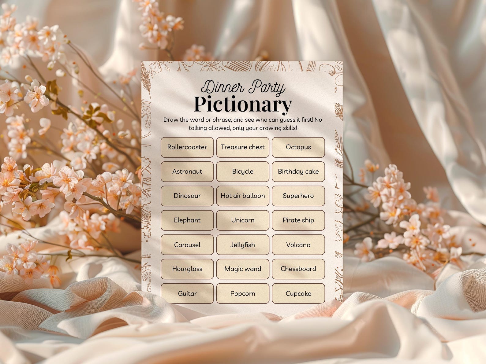 Pictionary Dinner Party Game, Printable & Editable Game, Icebreaker ...