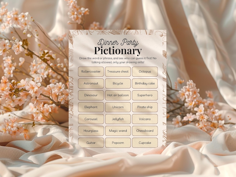 Pictionary Dinner Party Game, Printable & Editable Game, Icebreaker ...