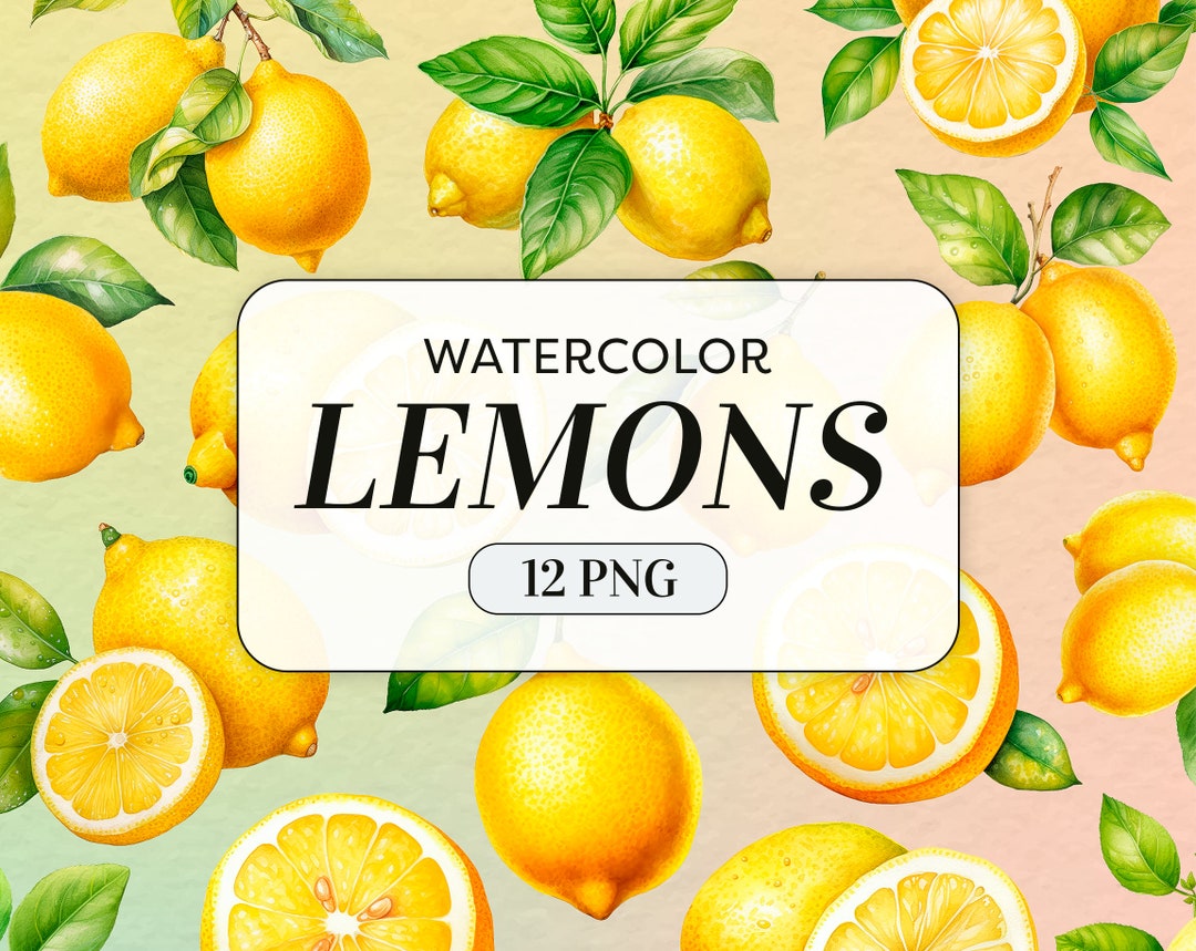 Watercolor Lemons Clipart - Watercolor Fruits PNG - Commercial Use ...
