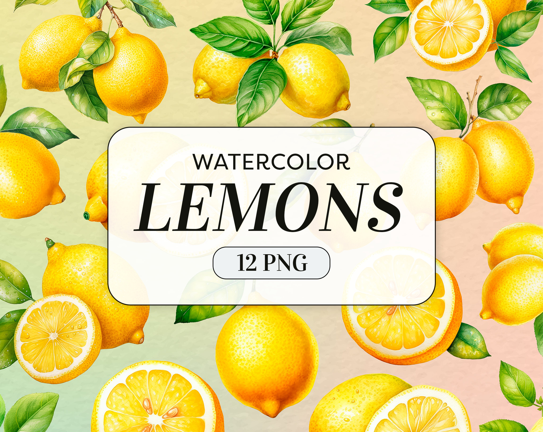 Watercolor Lemons Clipart - Watercolor Fruits PNG - Commercial Use ...