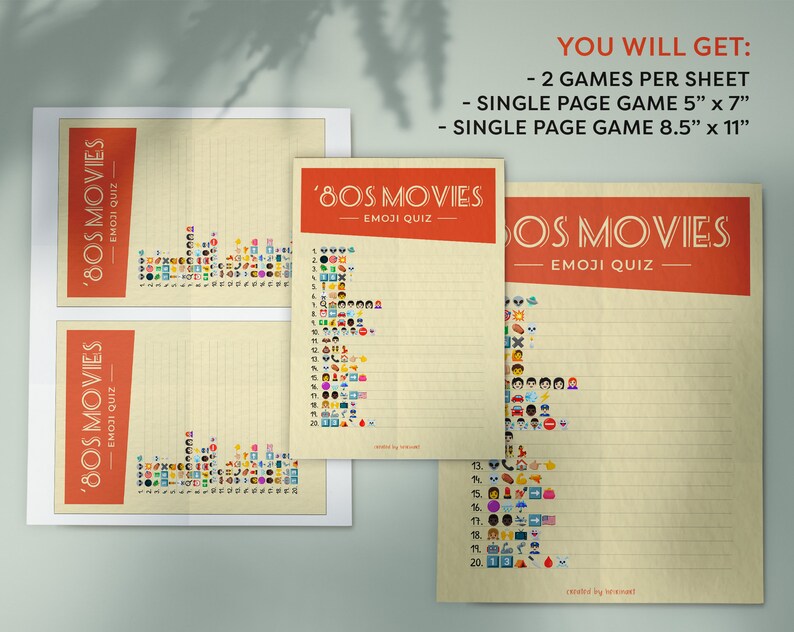 80s Movies Emoji Pictionary, Printable Party Games, Fun Family Activity ...