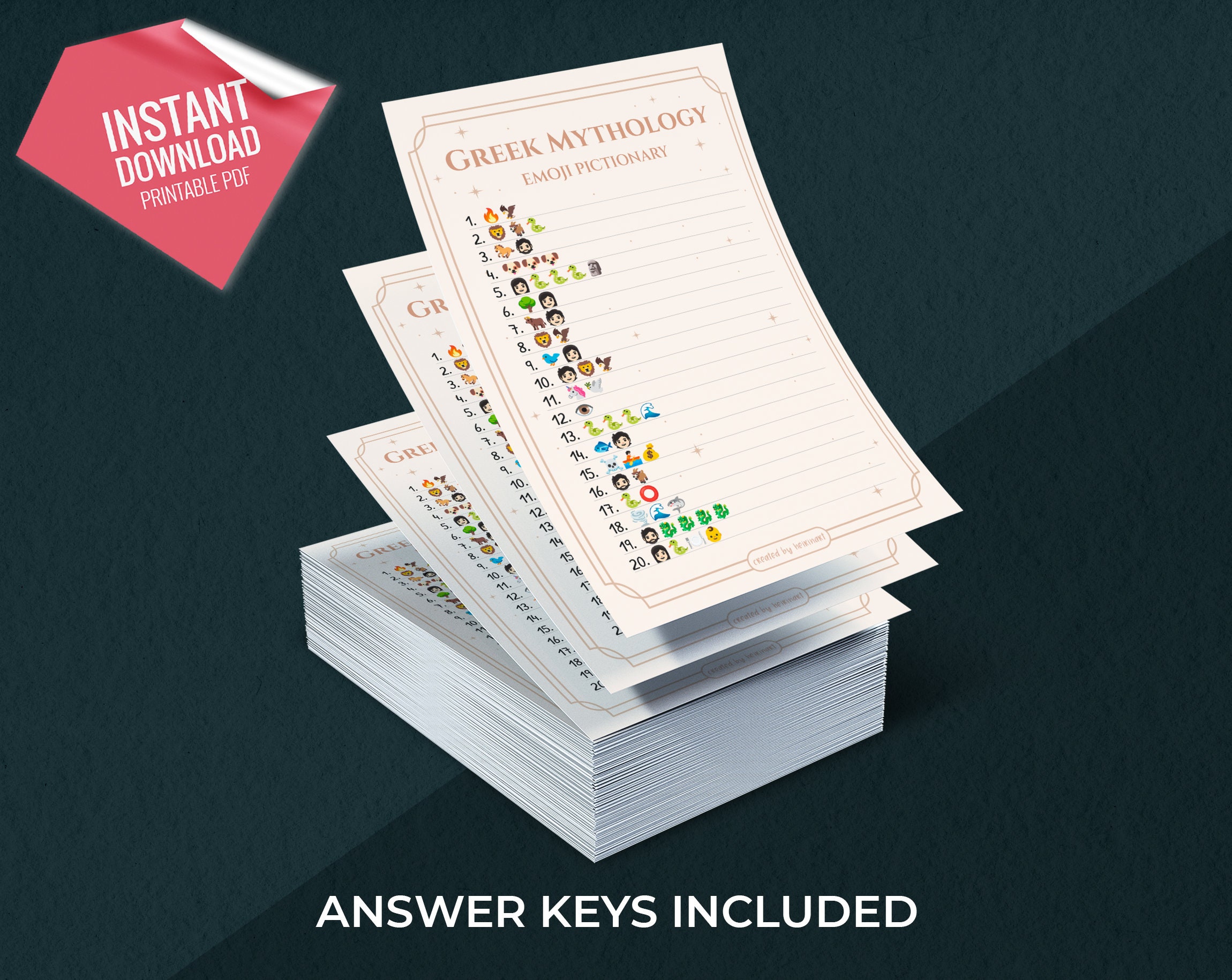 Greek Mythology Emoji Pictionary Printable Party Games Greek - Etsy