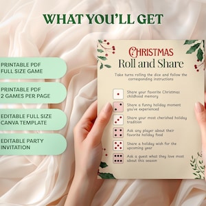 Roll and Share Christmas Game, Printable & Editable Game, Fun Family ...