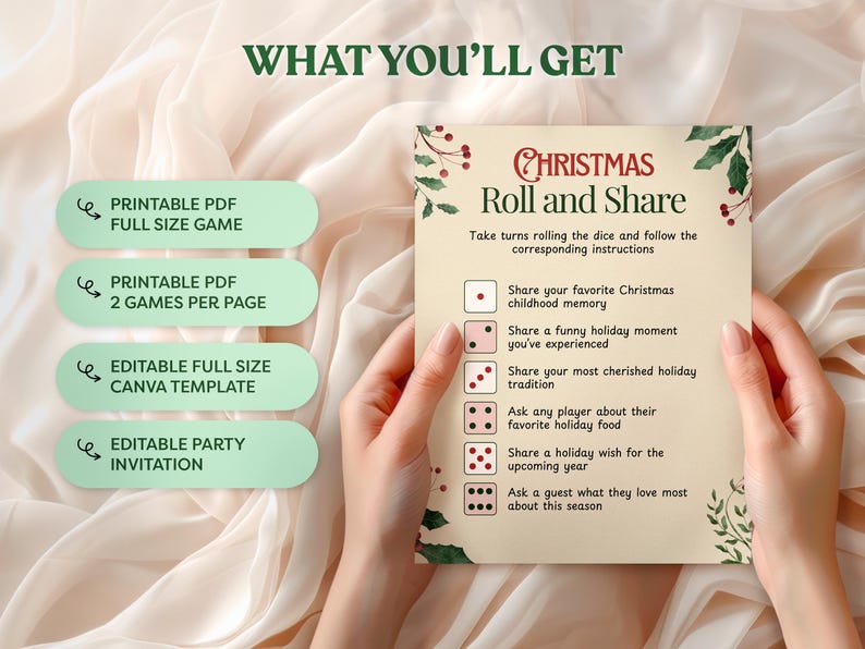 Roll and Share Christmas Game, Printable & Editable Game, Fun Family ...