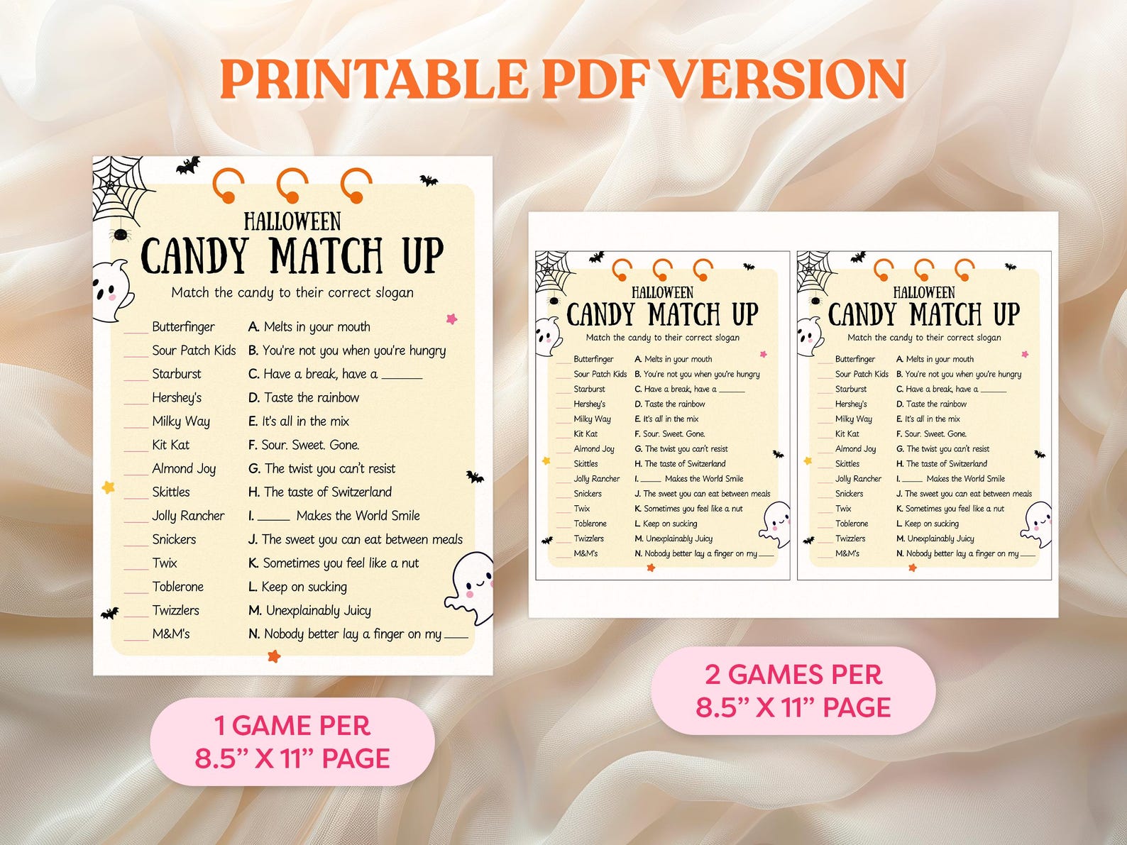 Candy Match up Halloween Game, Printable & Editable Game, Fun Party ...