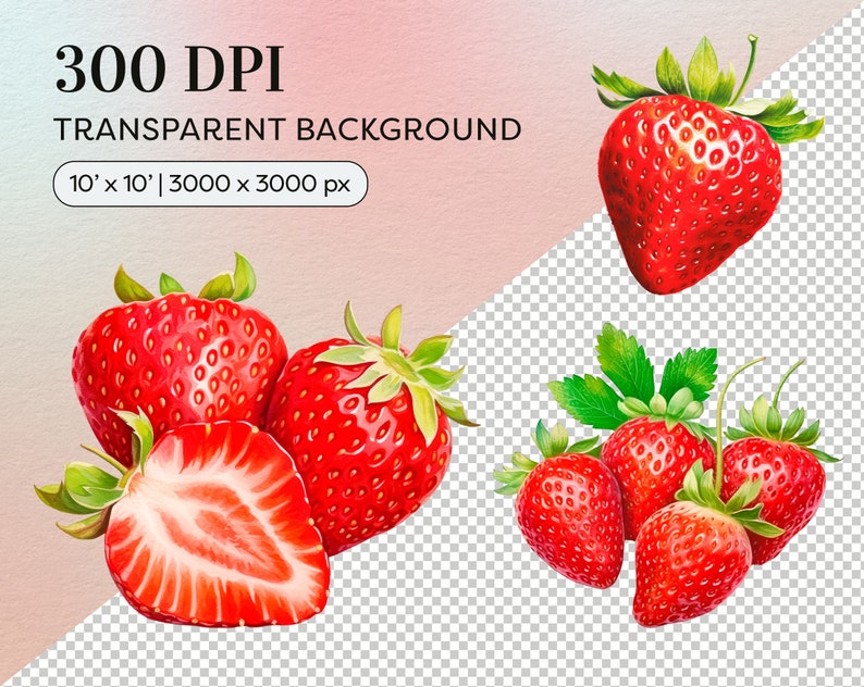 Watercolor Strawberry Clipart - Watercolor Fruits PNG - Commercial Use ...