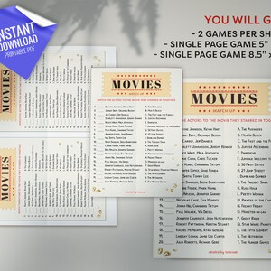 Movies Match up Trivia Game, Printable Party Games, Party Game for Kids ...