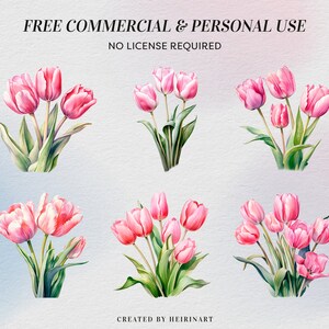 Watercolor Pink Tulip Clipart - Watercolor Flowers - Commercial Use ...