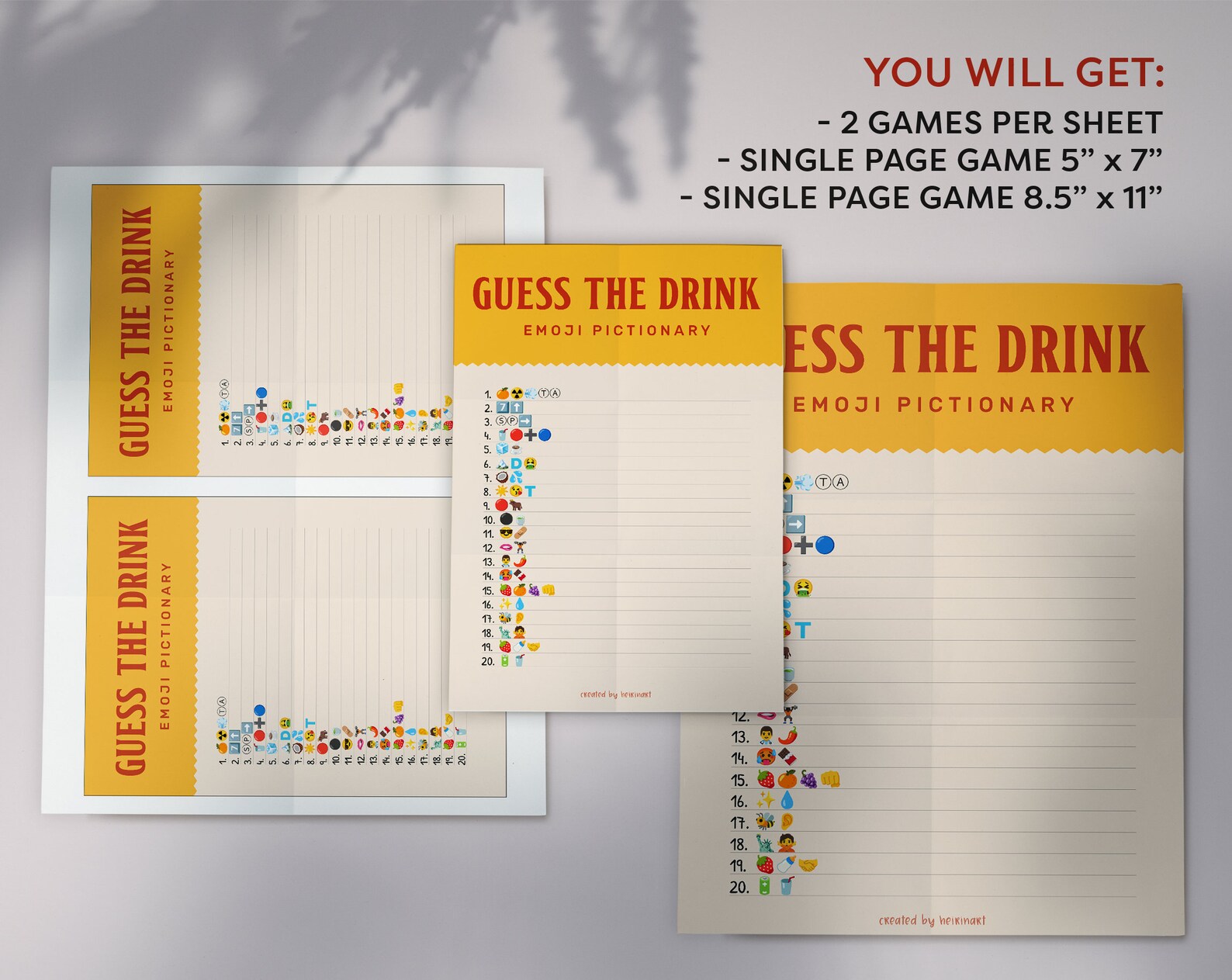 Guess the Drink Emoji Pictionary, Shower Games, Printable Party Games ...