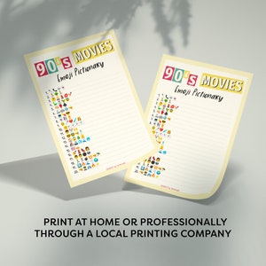 90s Movies Emoji Pictionary, Printable Party Games, Fun Family Activity ...