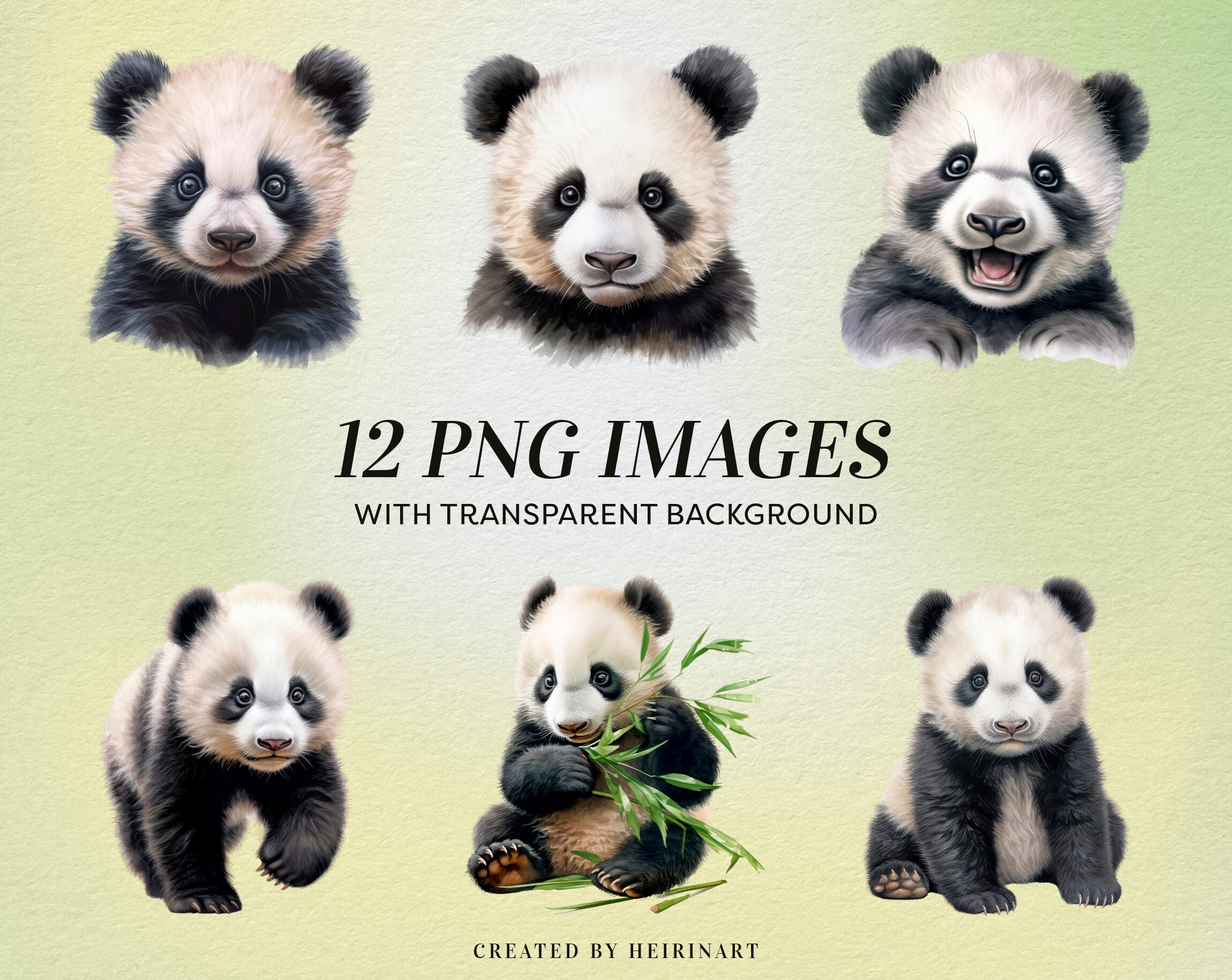 Watercolor Baby Panda Clipart Cute Panda PNG Commercial Use Baby ...