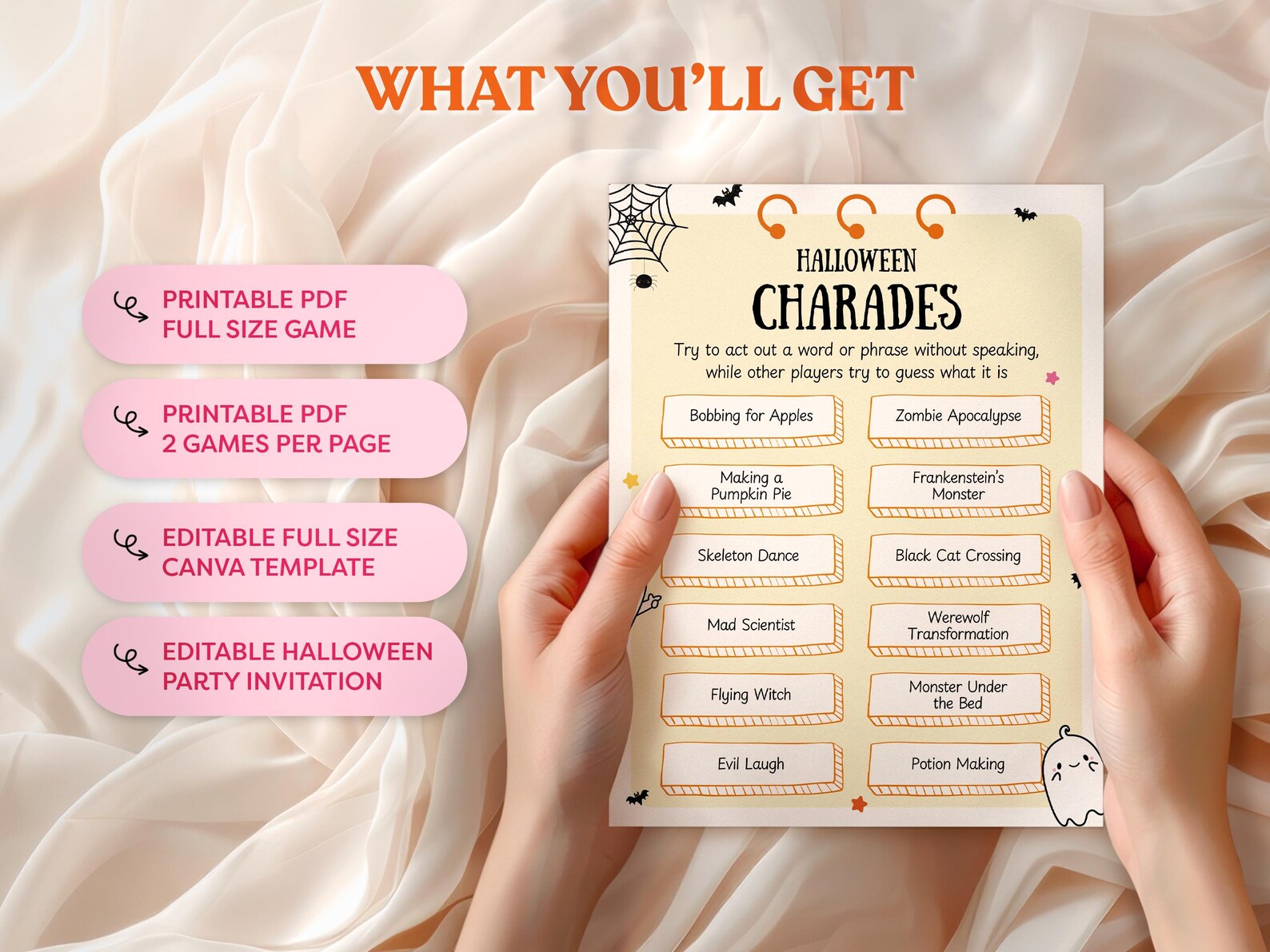 Halloween Charades Party Game, Printable & Editable Game, Fun Party ...